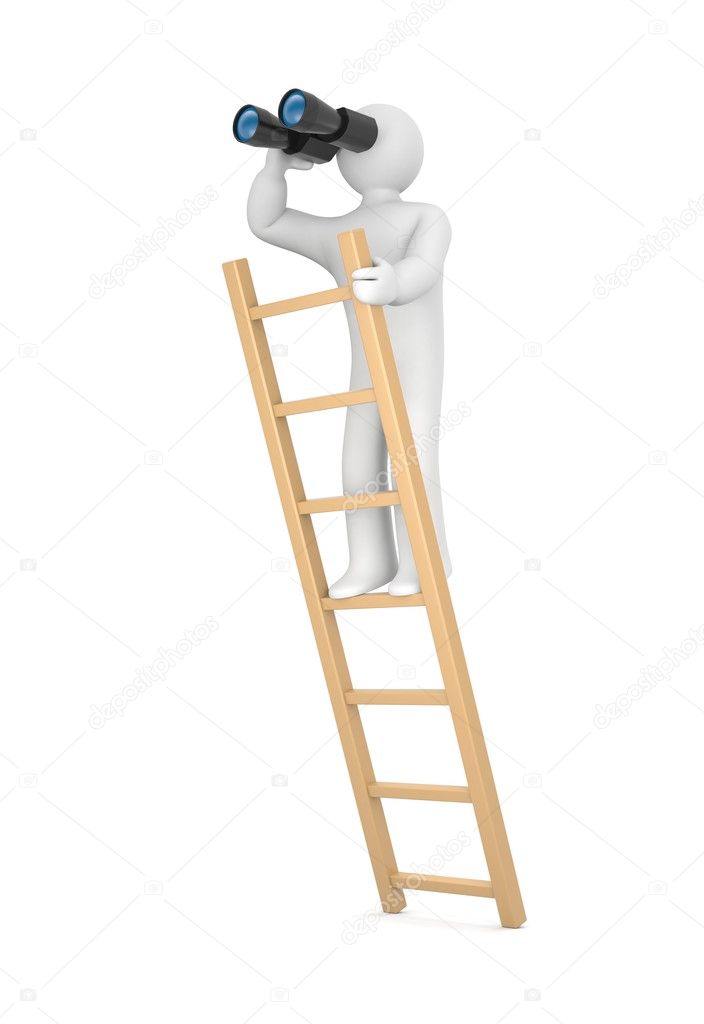 3D man looks in binoculars. Observer Stock Photo by ©Pixelery.com 10160187