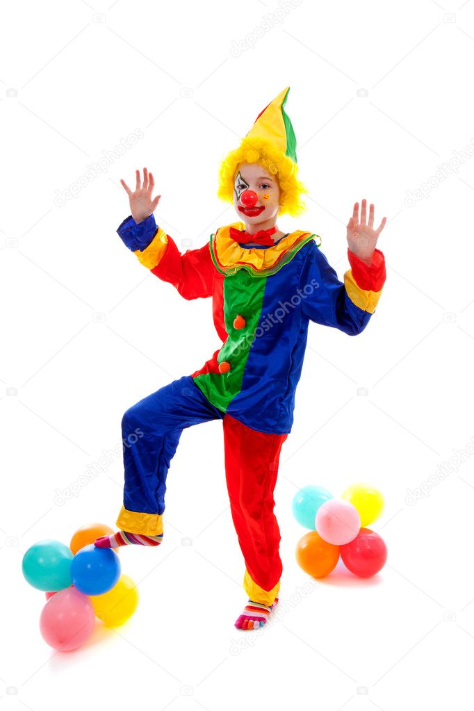 Child dressed as colorful funny clown — Stock Photo © sannie32 #8140923