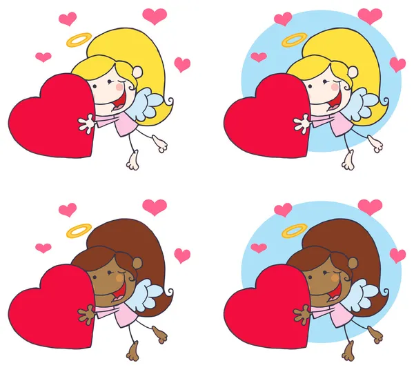 Sweet Black Female Stick Cupid Holding A Heart Stock Photo by ©HitToon ...