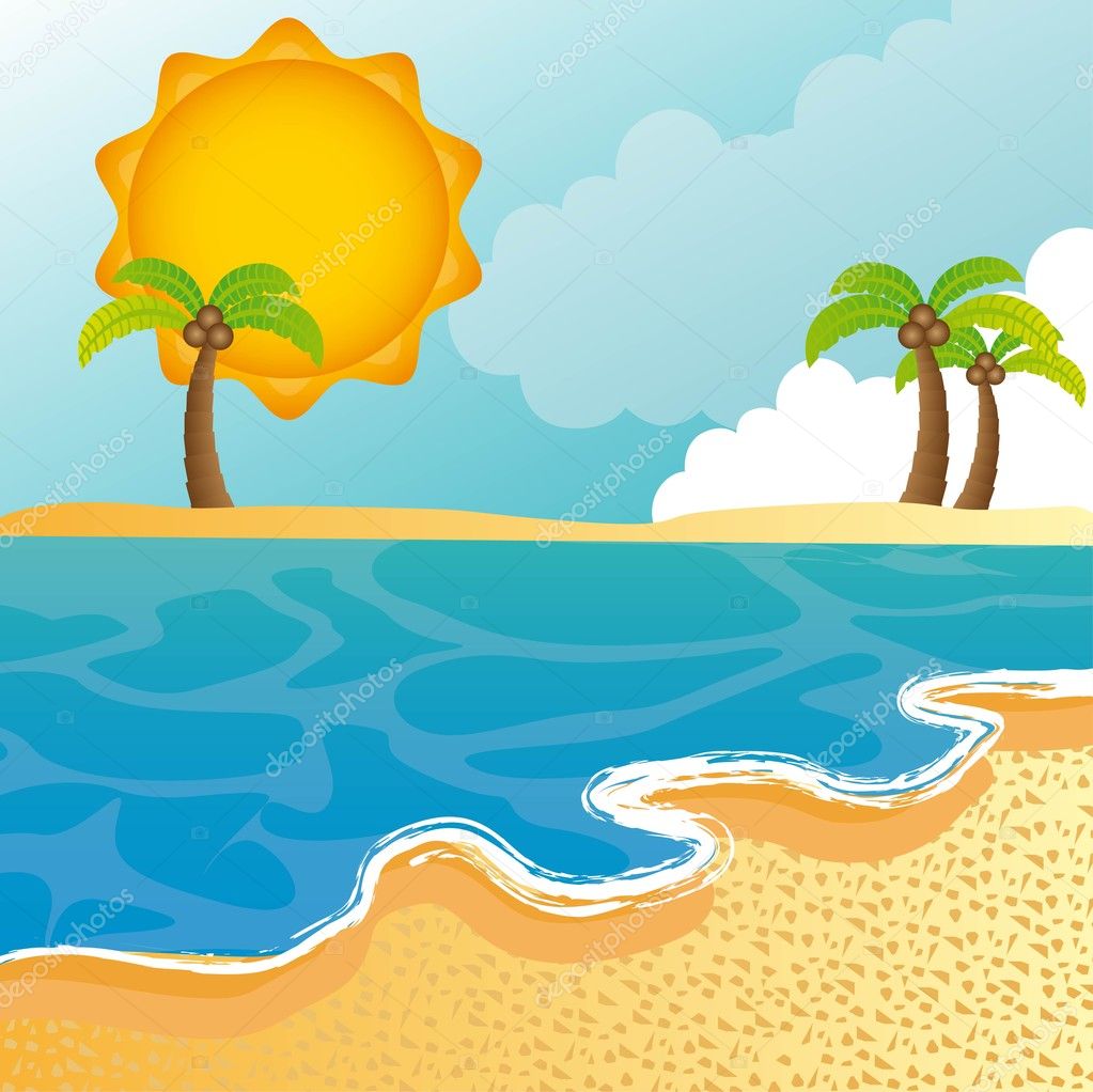 Beach vector — Stock Vector © yupiramos #10245256