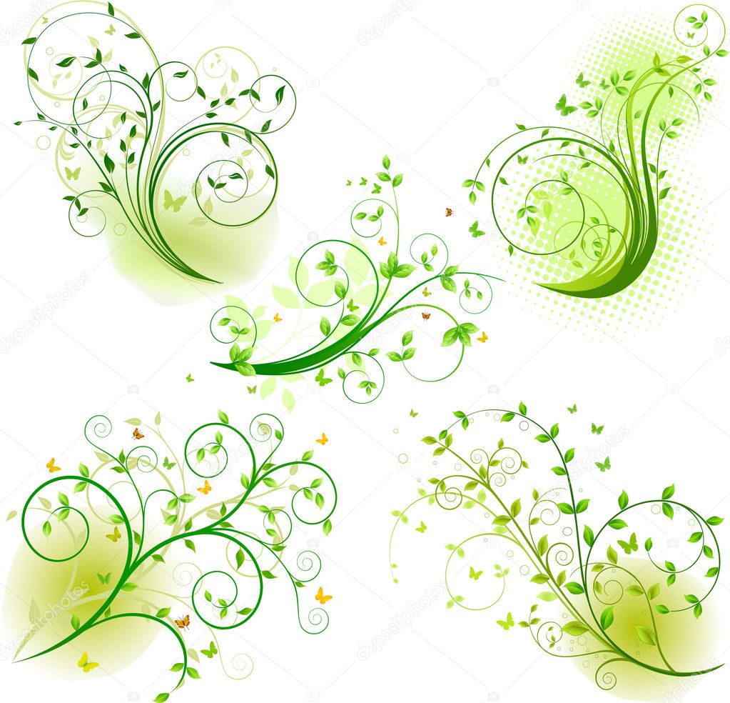 Floral vector background set Stock Vector by ©vanias 8977121