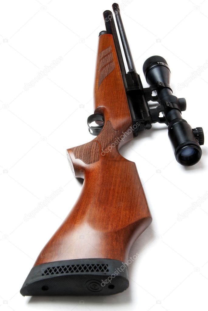 Hunting rifle with scope isolated on white background Stock Photo by ...