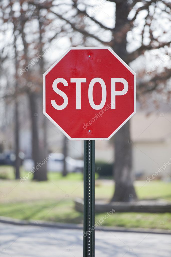 Stop Sign en el Barrio — Foto de stock #9564583 © justinkendra