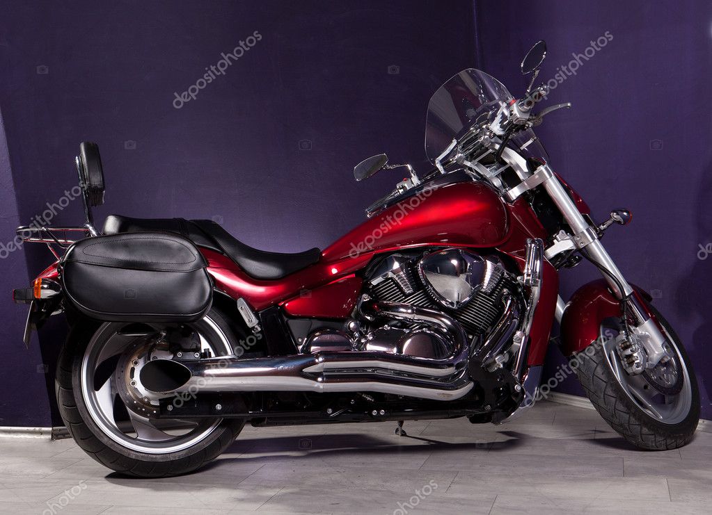Motorcycle - red powerful chopper — Stock Photo © dundanim #9981305