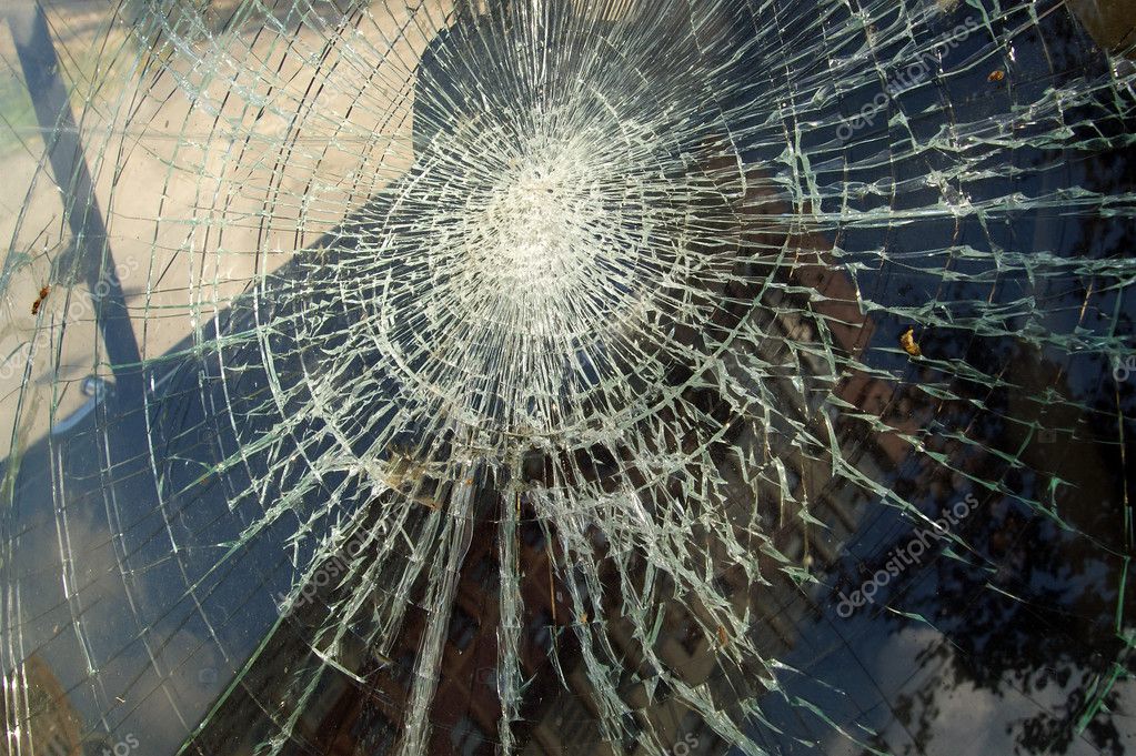 A dirty broken window pane in black and white — Stock Photo © VLADJ55 ...