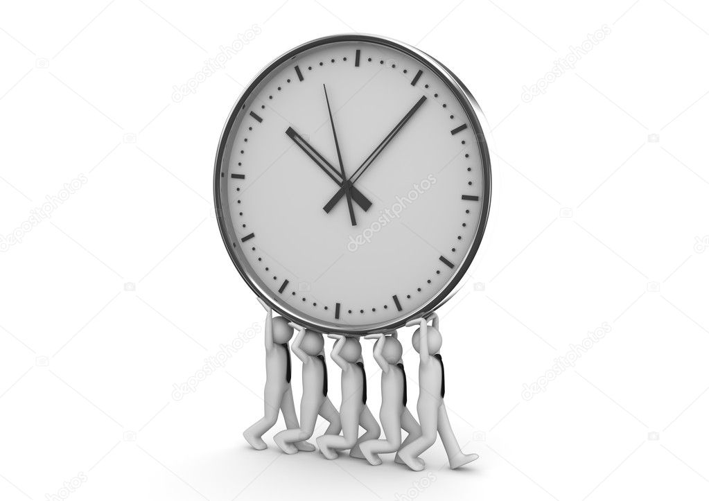 Time is money. Five men carry big clock. Business collection — Stock ...