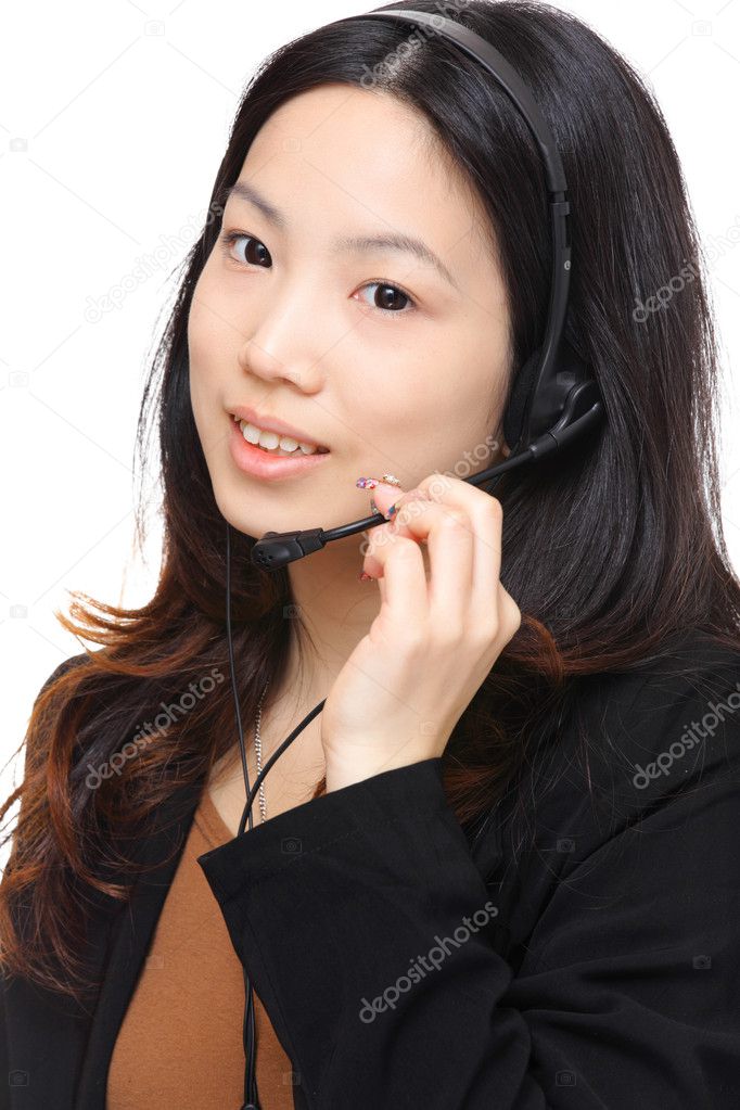 Woman with headset — Stock Photo © leungchopan #9464102