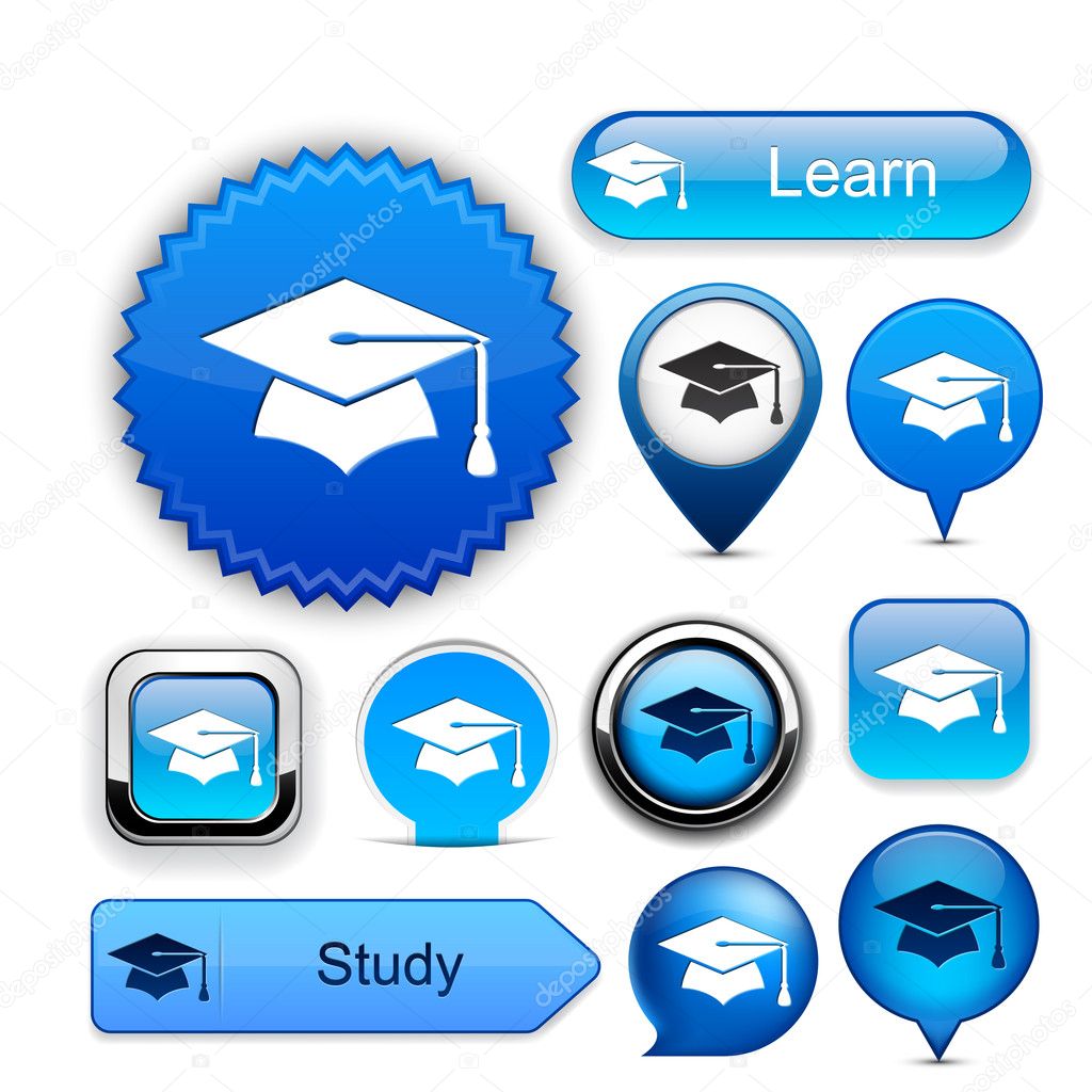 Education high-detailed modern buttons. Stock Vector Image by ...