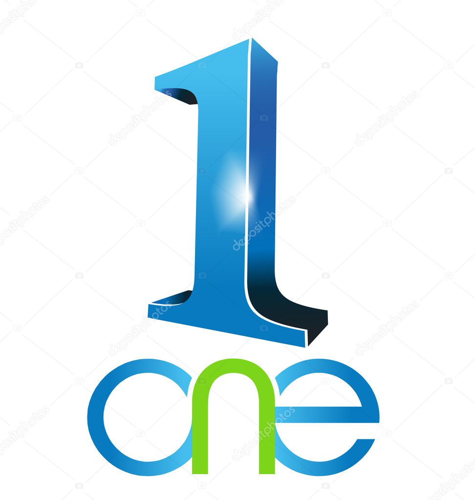 3D one number — Stock Vector © deskcube #10324306