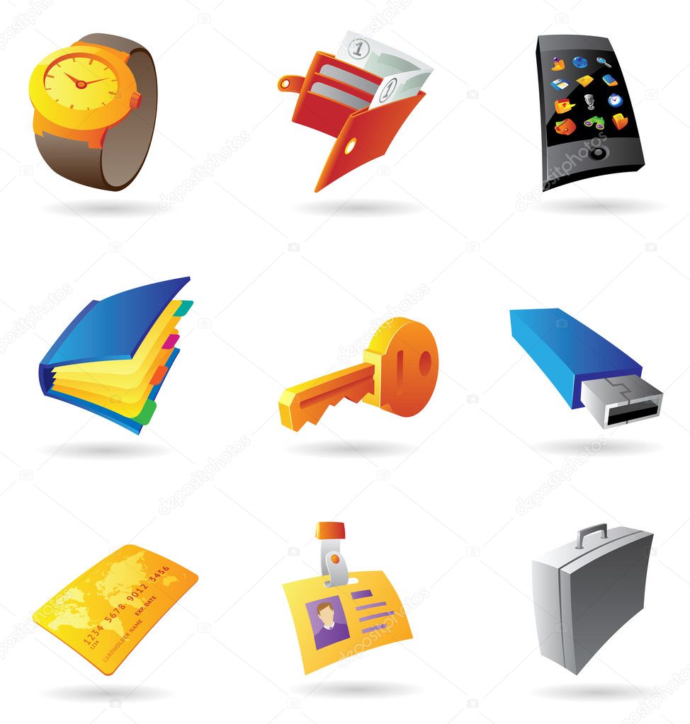 Iconos para objetos personales — Vector de stock © ildogesto #9576985