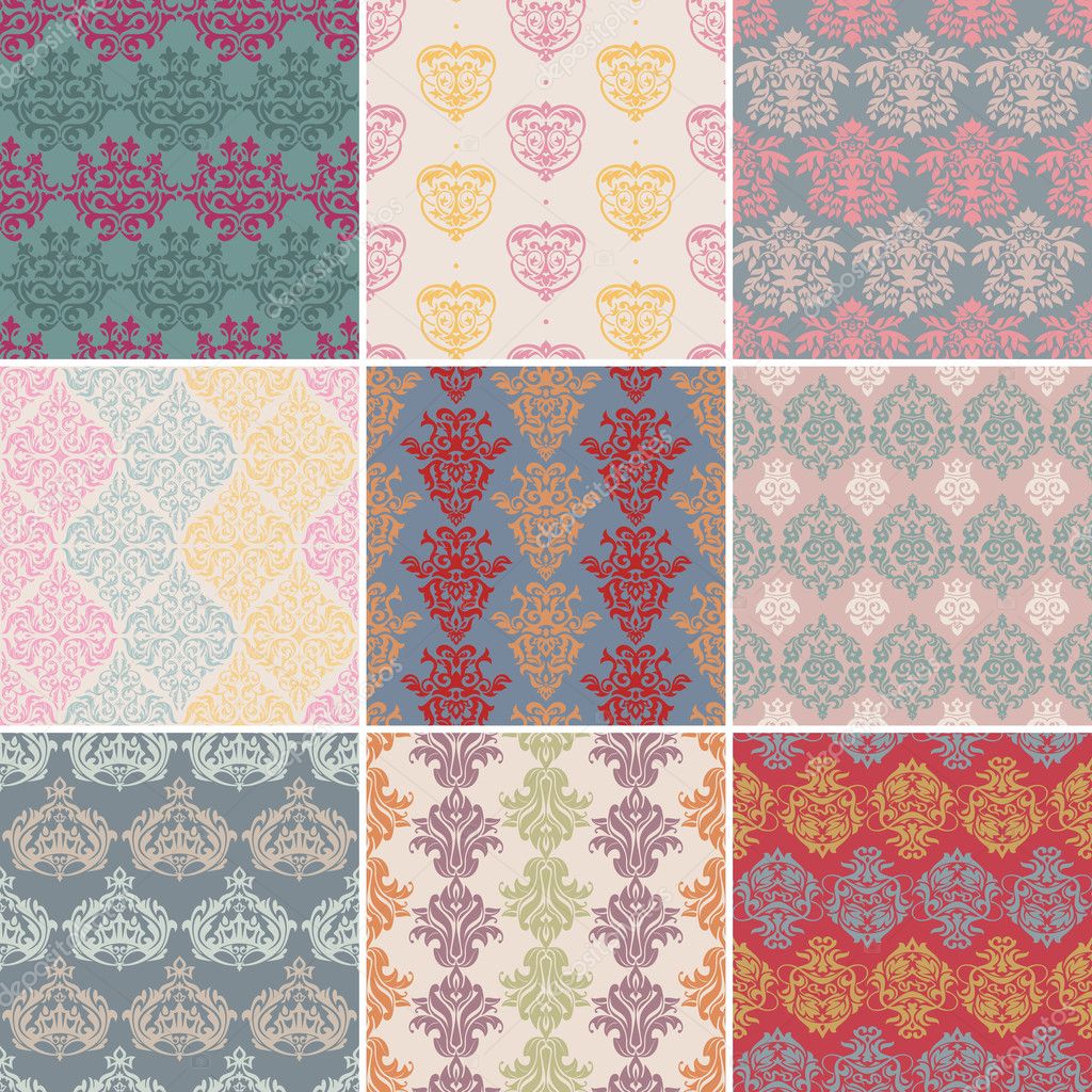 Set of seamless retro background — Stock Vector © SelenaMay #10201330