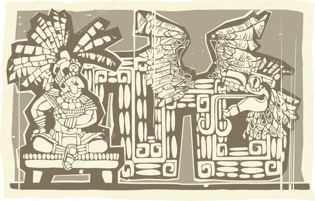 Woodblock Mayan King B Stock Vector Image by ©xochicalco #10044976