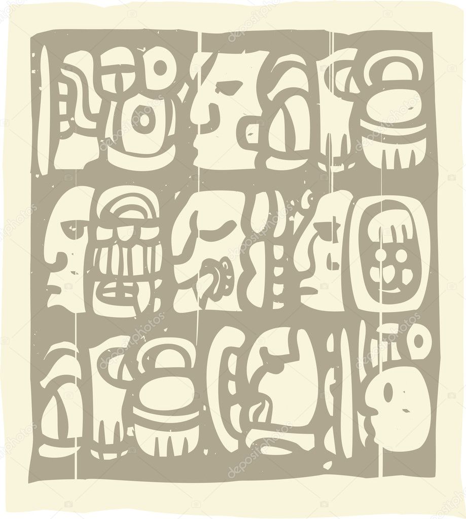 Mayan Glyphs Woodblock Stock Vector Image by ©xochicalco #10195936
