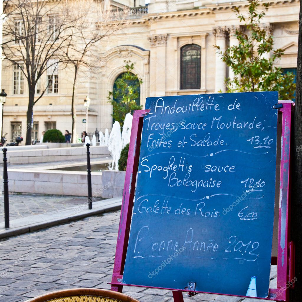 Paris - Menu in a restaurant Stock Photo by ©perseomedusa 9088517