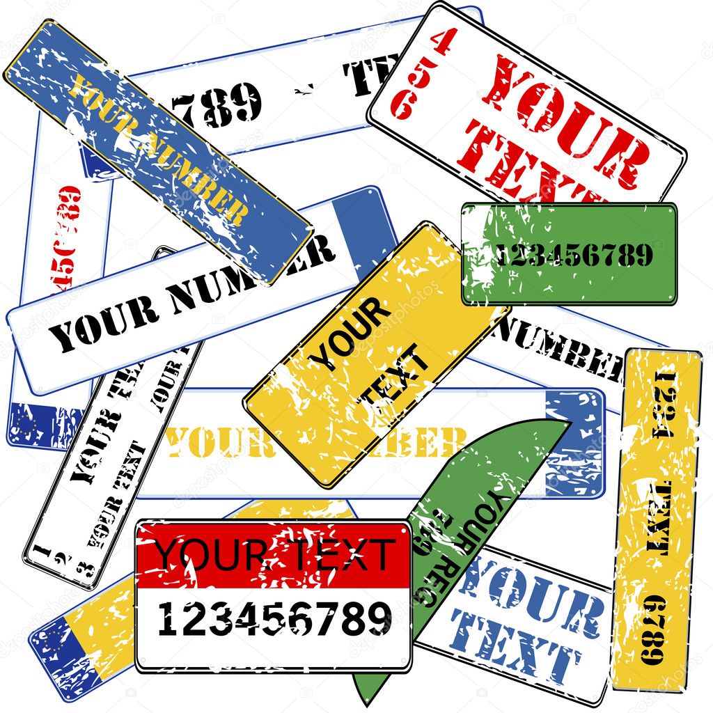 Grunge background with car number plates — Stock Vector © hibrida13 ...