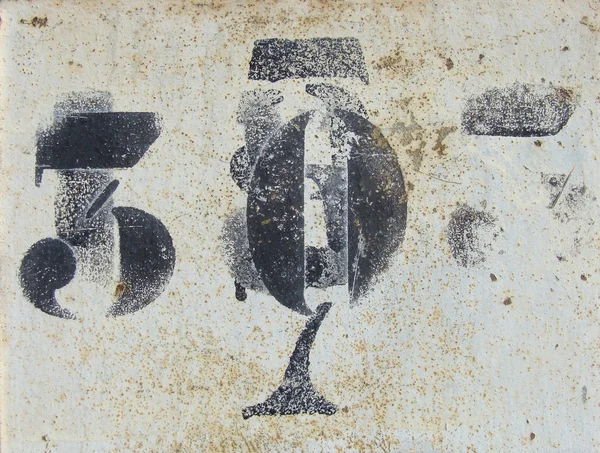 Grunge faded spray paint number on white rusty metal - Stock Image ...