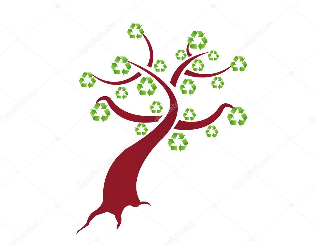 Recycle tree illustration design on a white background Stock ...