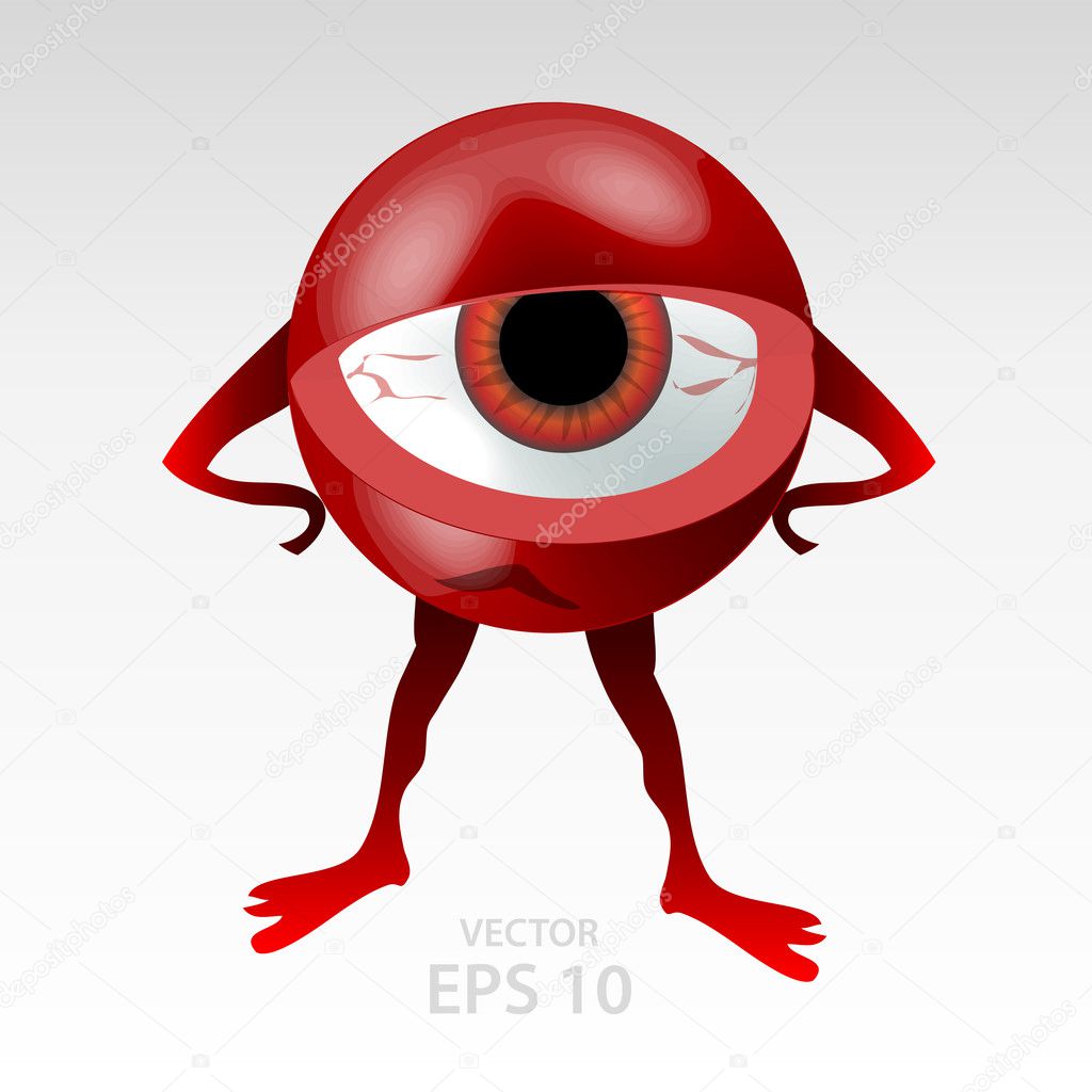 Angry tensed and upset eyeball — Stock Vector © illuland #8495924