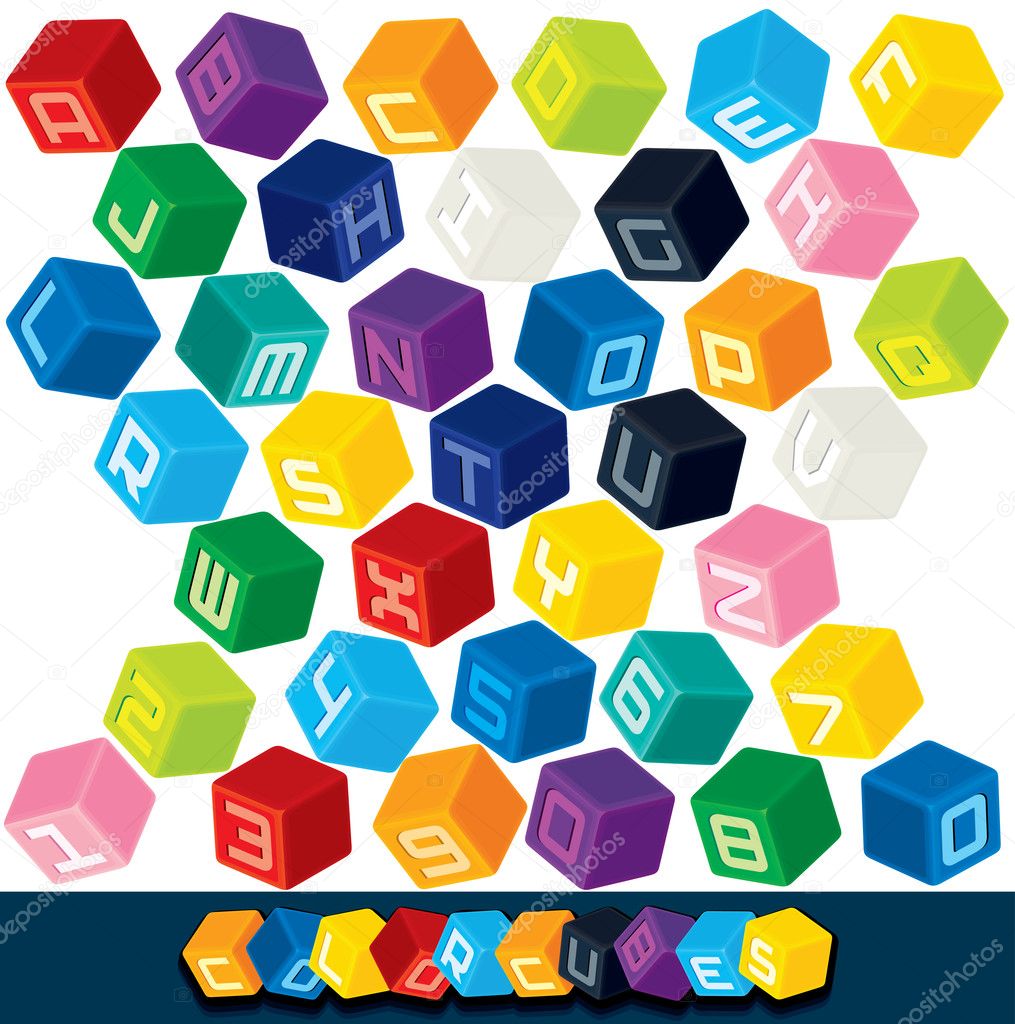 Colored Alphabet Cubes — Stock Vector © PILart #10579550