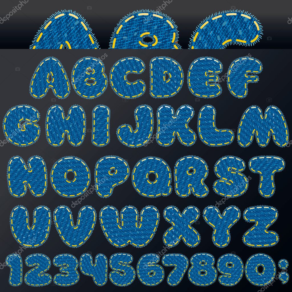 Denim Patch Font — Stock Vector © PILart #10579609