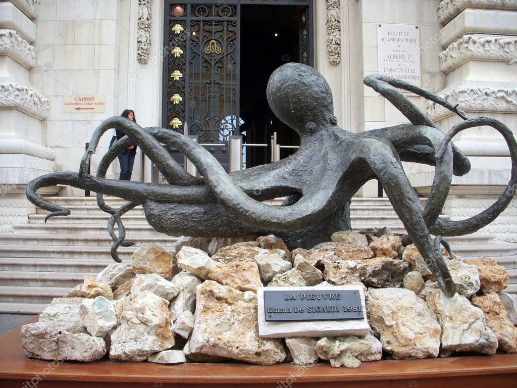 Sculpture of Octopus front of Oceanographic Museum Monaco. – Stock ...