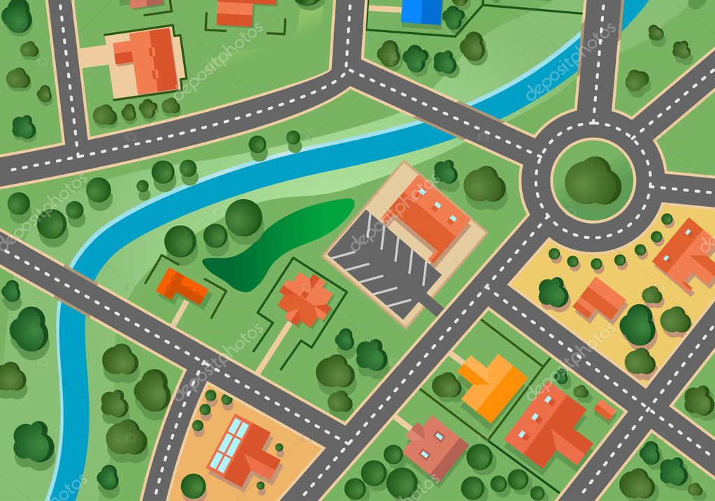 Map of suburb village — Stock Vector © Seamartini #9452167