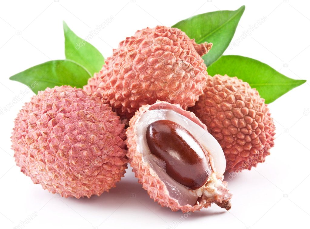 Lychee with leaves on a white background. Stock Photo by ©Valentyn ...