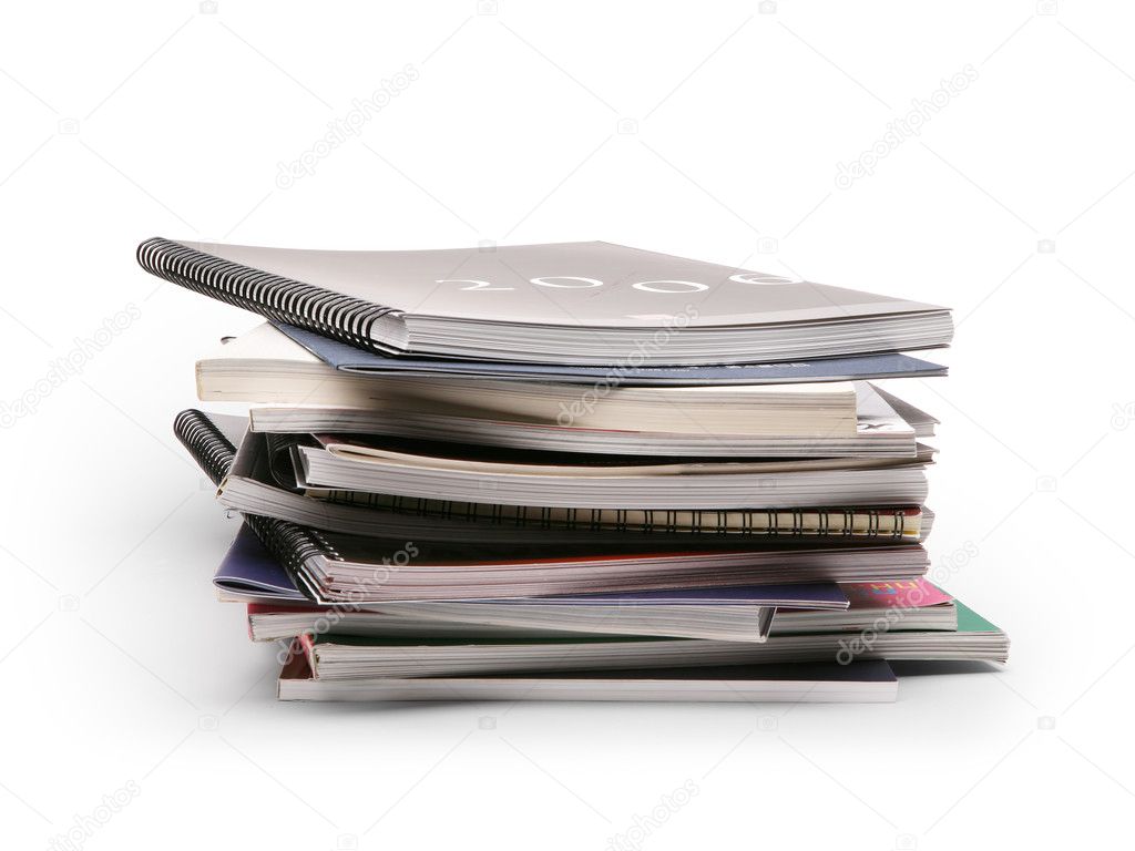 Art stack of brochures on a white background — Stock Photo ...
