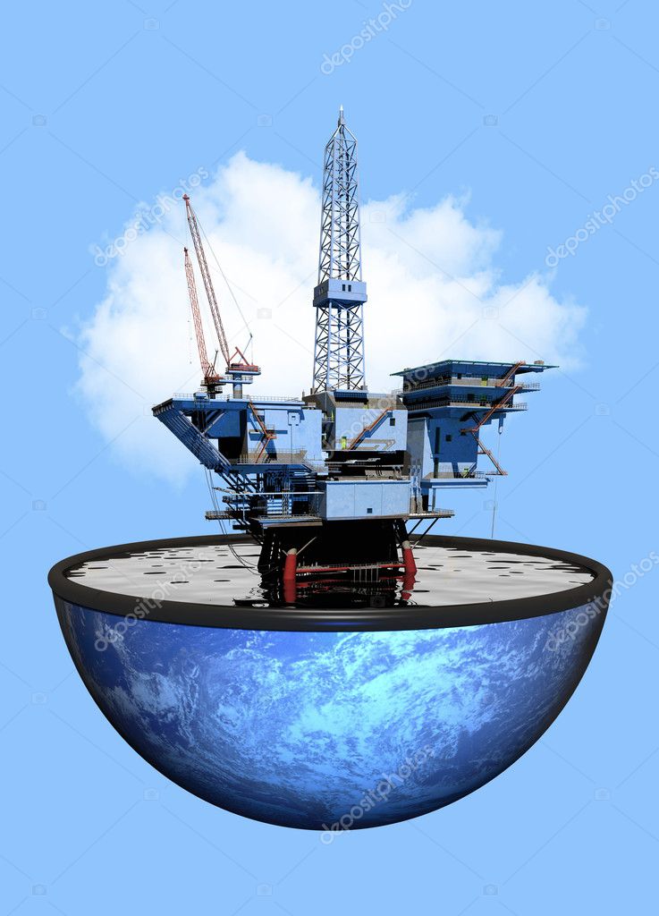 Oil rig and earth 3d graphic Stock Photo by ©maninblack 10257647