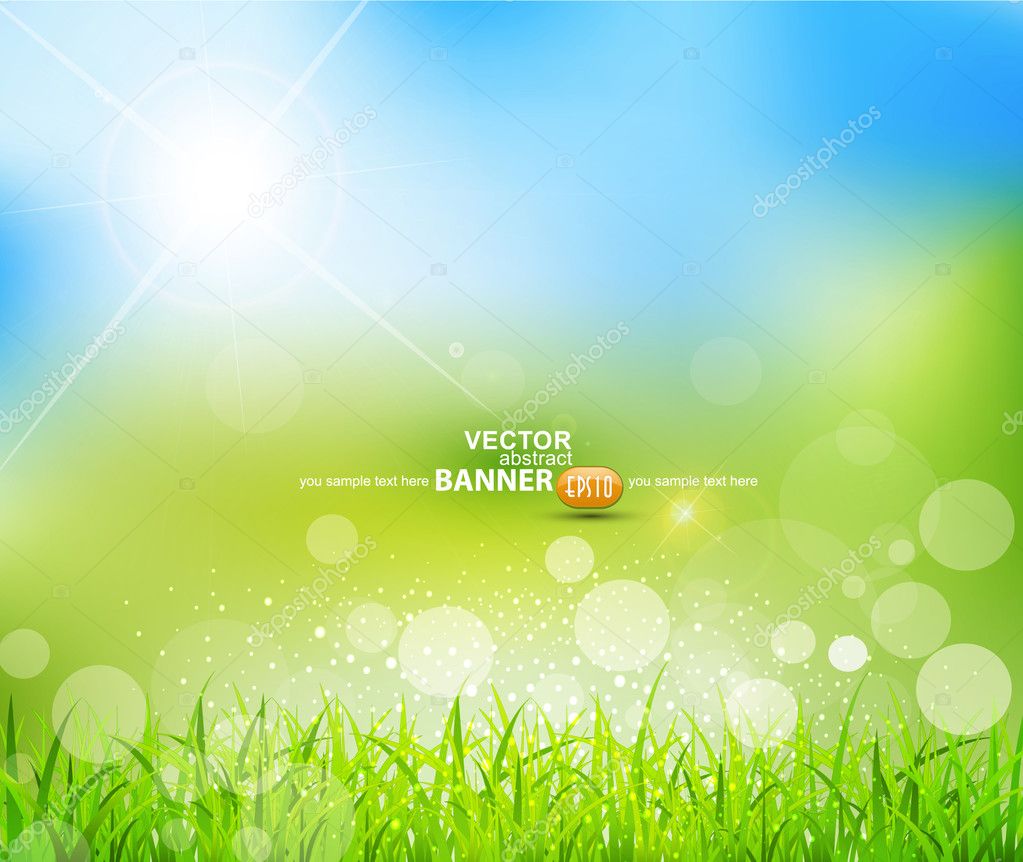 Vector natural green background with sun and grass Stock Vector by ...