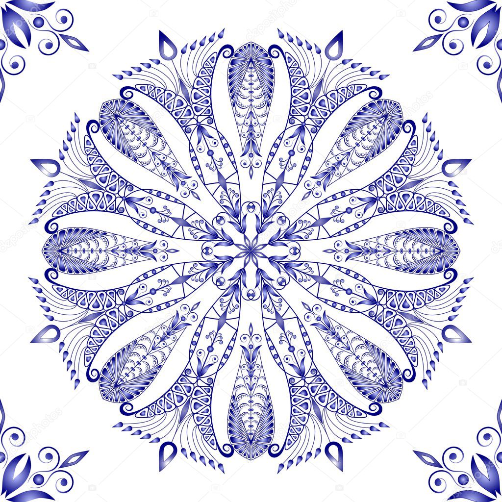 Beautiful blue pattern. Seamless. 2 — Stock Vector © Mudryuk #10534749