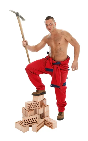 Man worker with pickaxe Stock Photo by ©kalozzolak 9699231