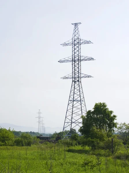 Construction of the towers for electricity transmission - Stock Image ...