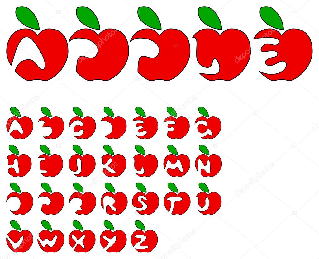 Apple alphabet Stock Vector by ©Penguinn 8040933