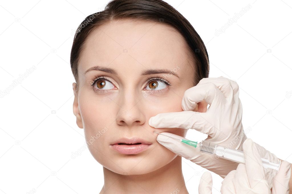 Cosmetic botox injection in the beauty face — Stock Photo © markin #8640636