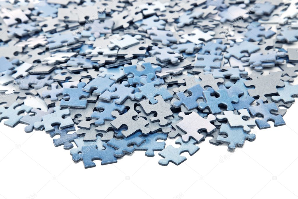 Elements of blue jigsaw puzzle — Stock Photo © lertsnim #9111770