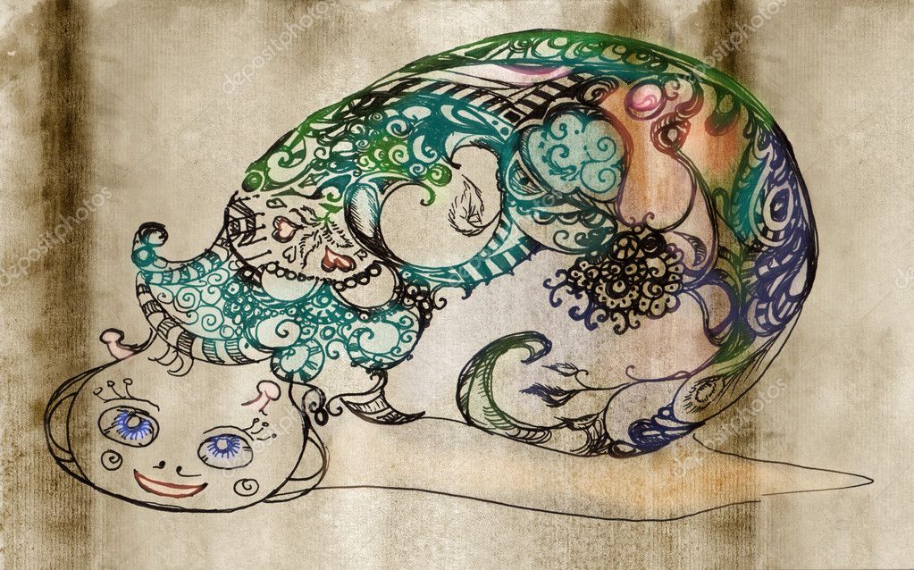 Funny smiling snail ⬇ Stock Photo, Image by © Rashevska #9904076