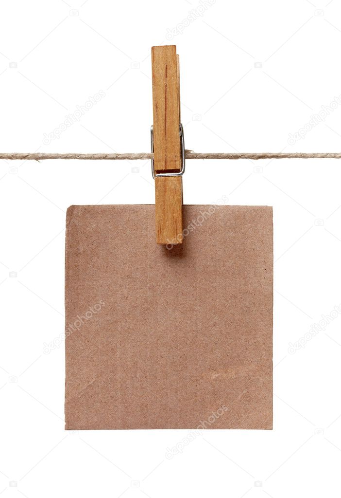 Clothes peg and note paper on clothes line rope Stock Photo by ...