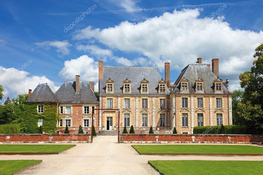 Old french nobility mansion with beautiful garden and architectu ...