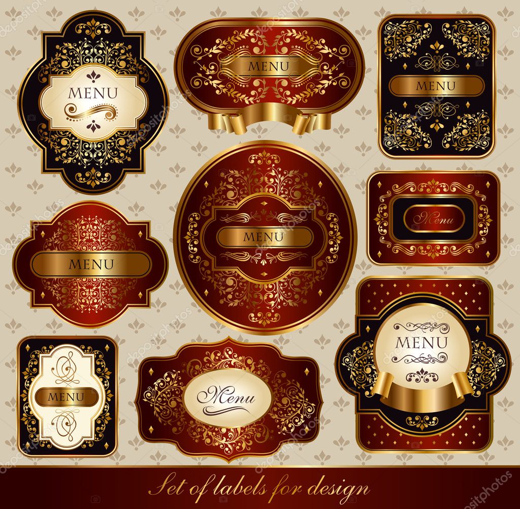 Vector set of labels with ornaments — Stock Vector © marinamik #8436172