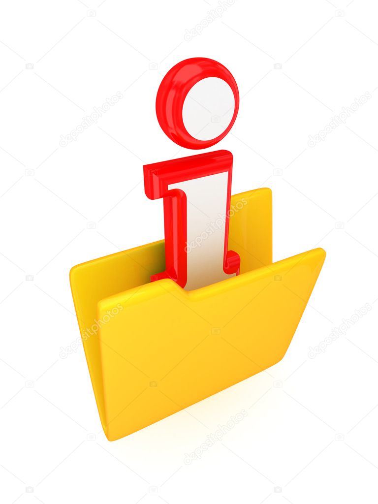 Opened yellow folder and red Info symbol. — Stock Photo © rukanoga #8434605