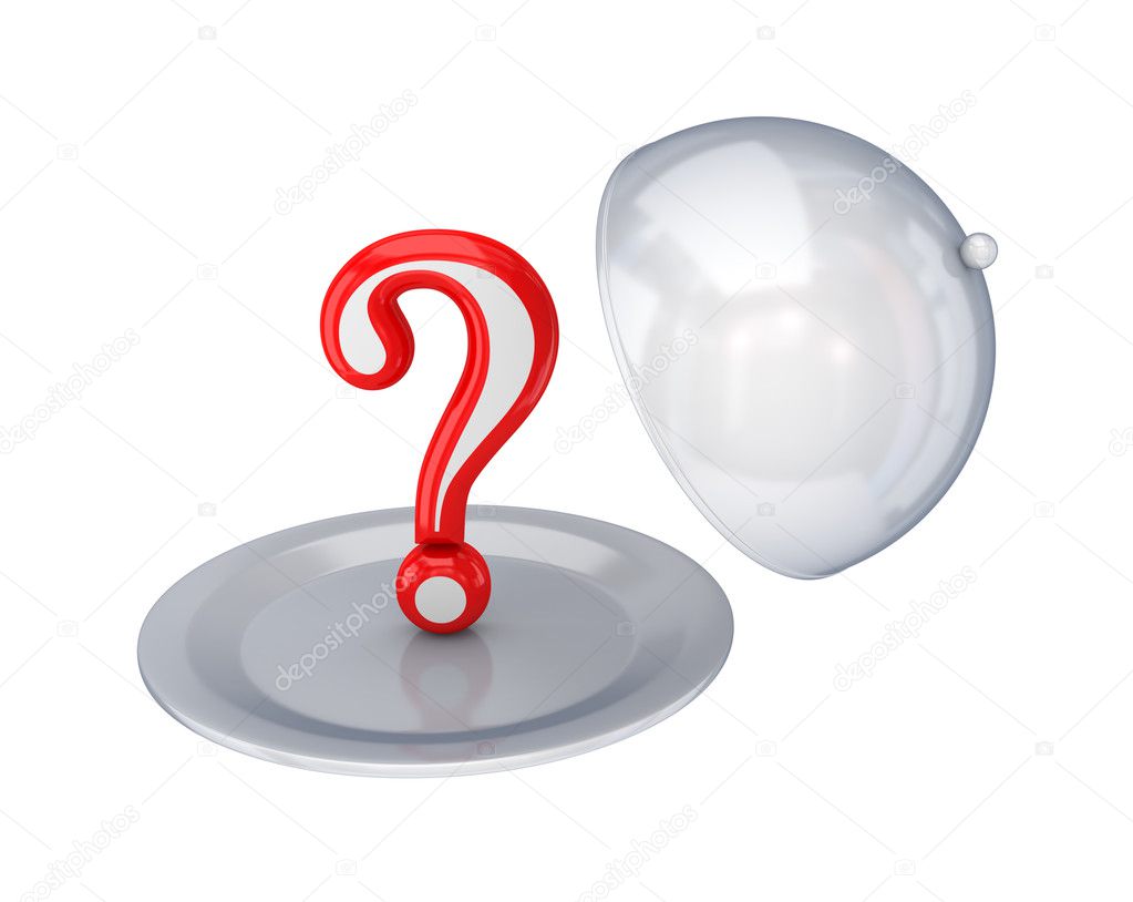 Red query sign on a dish. — Stock Photo © rukanoga #8435878