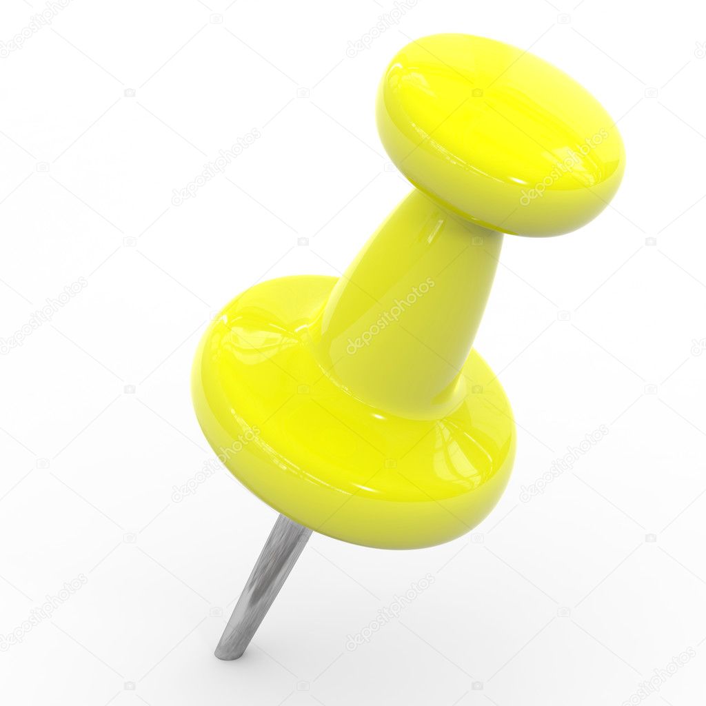 Chincheta amarilla sobre un fondo blanco — Foto de Stock #8135667 ...