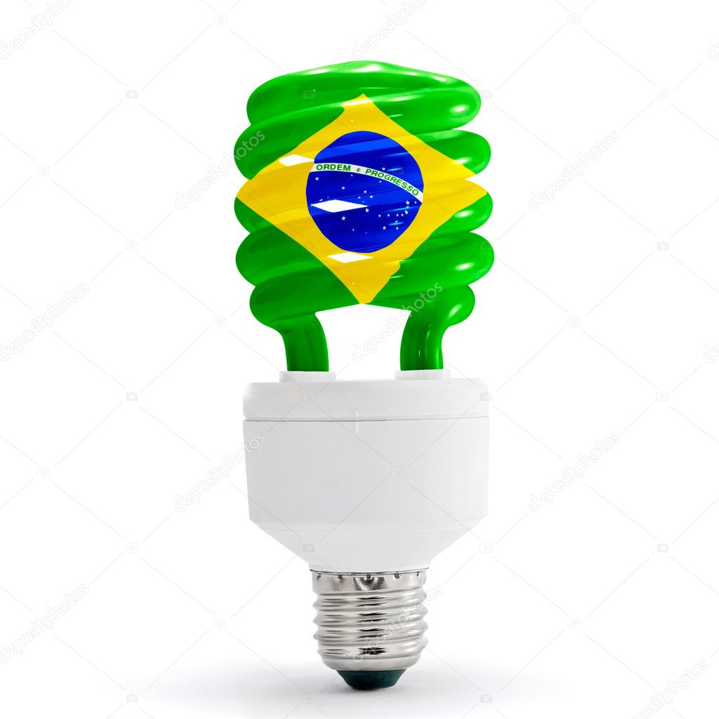 Flag Of The Brazil On Energy Saving Lamp. Stock Illustration by ...