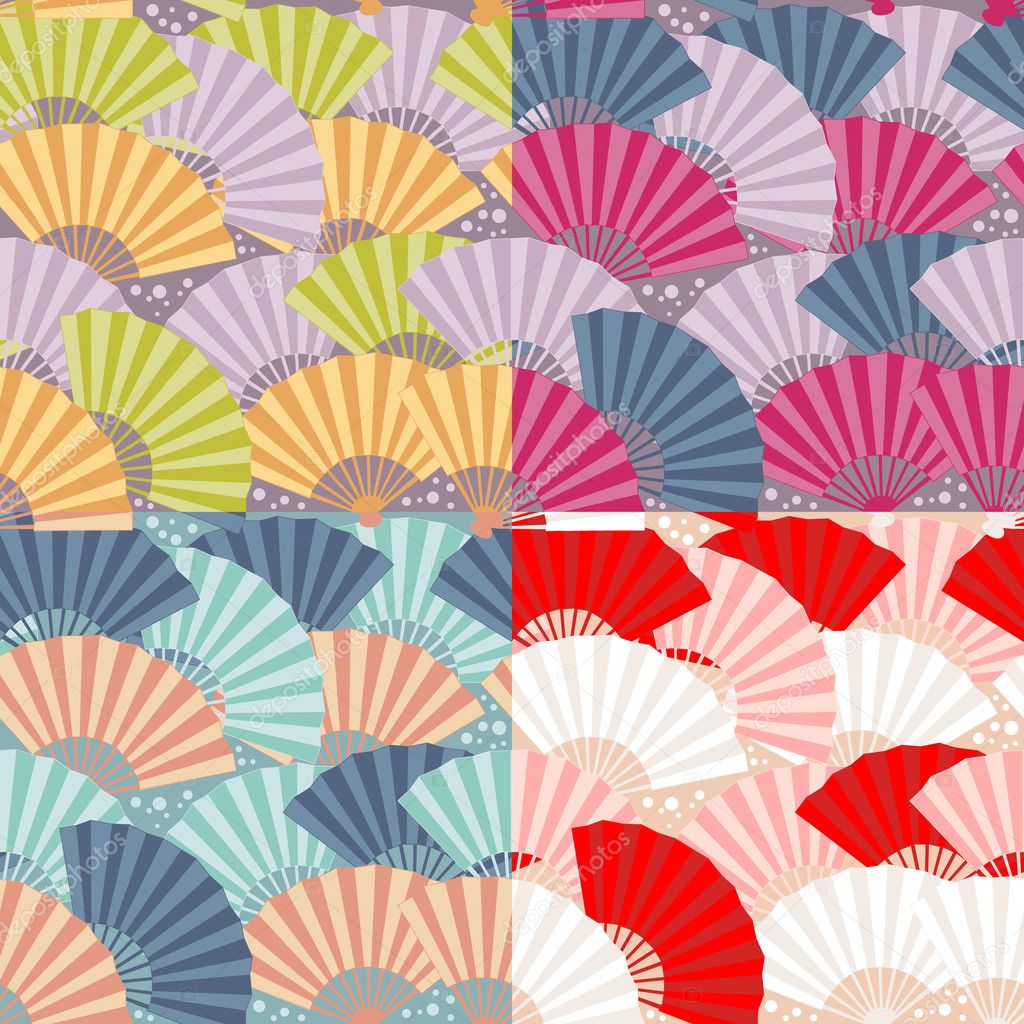 Colorful japanese fan seamless pattern — Stock Vector © Yuzach #10129071