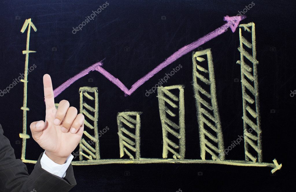 Hand pushing business chart on blackboard. — Stock Photo © ohmega1982 ...