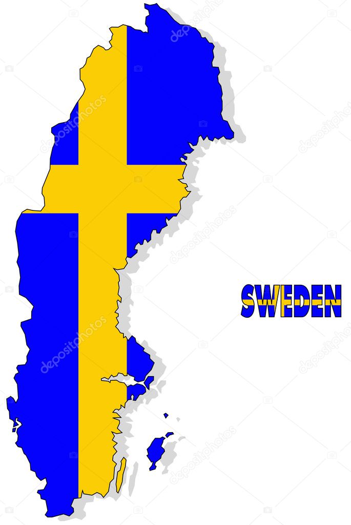 Sverige karta isolerade med flagga. — Stockfotografi © ohmega1982 #9823246
