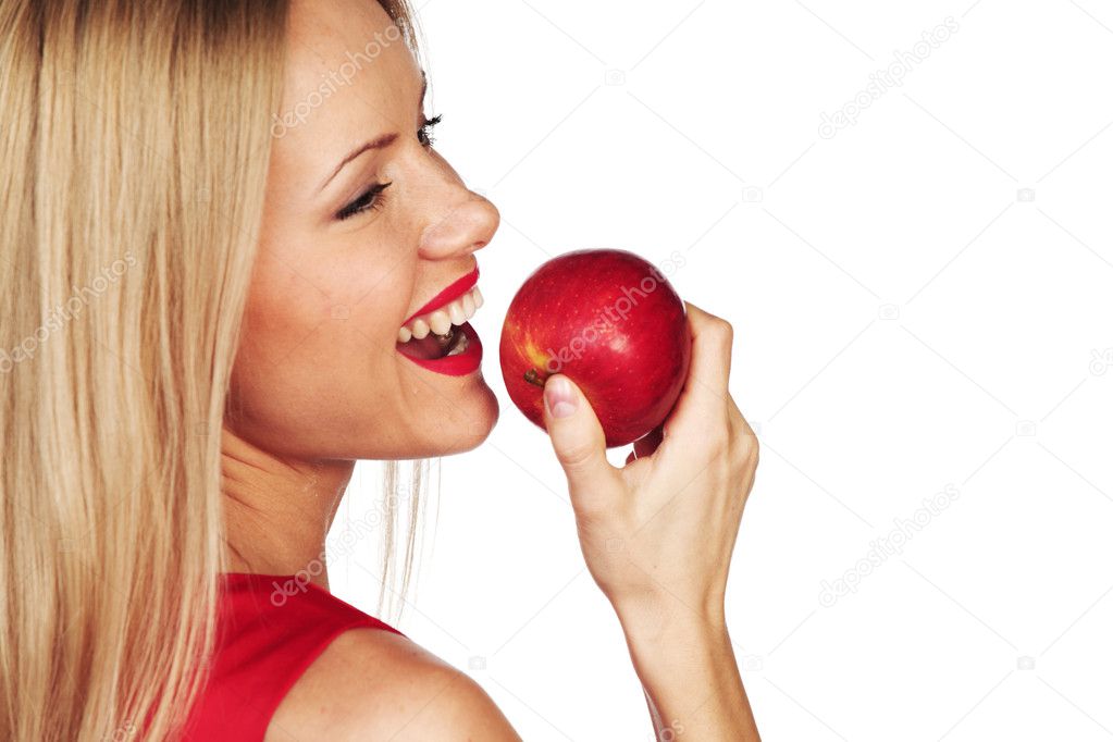Woman and red apple — Stock Photo © yellow2j #7967011