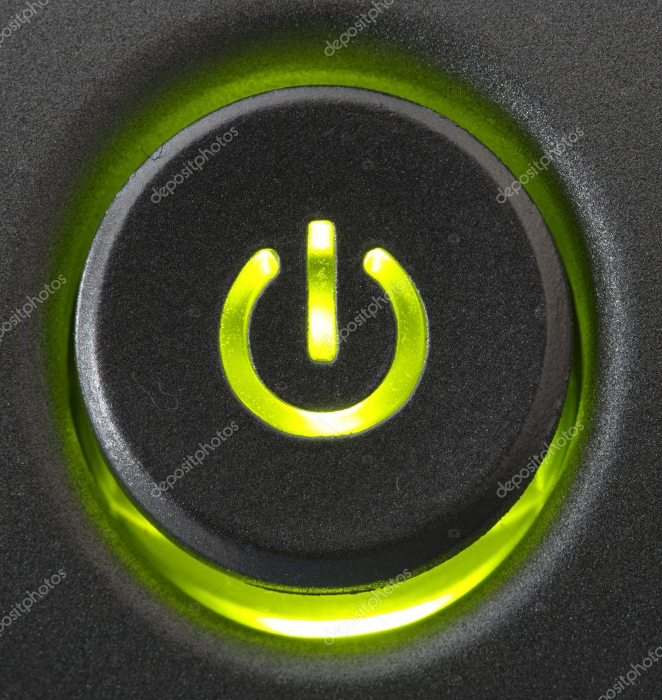 Lit up power on push button — Stock Photo © njene #9295596
