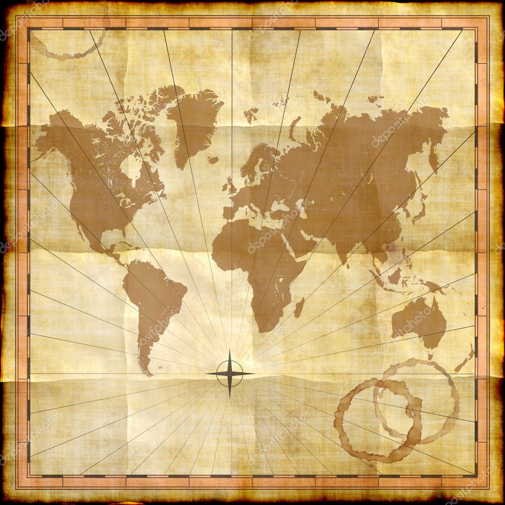 World map on old paper with coffee stains — Stock Photo © Attila445 ...